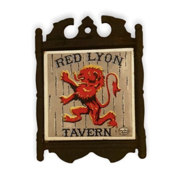 Enesco | Accents | Vintage Enesco Red Lyon Tavern Cast Iron Tile Trivet ...